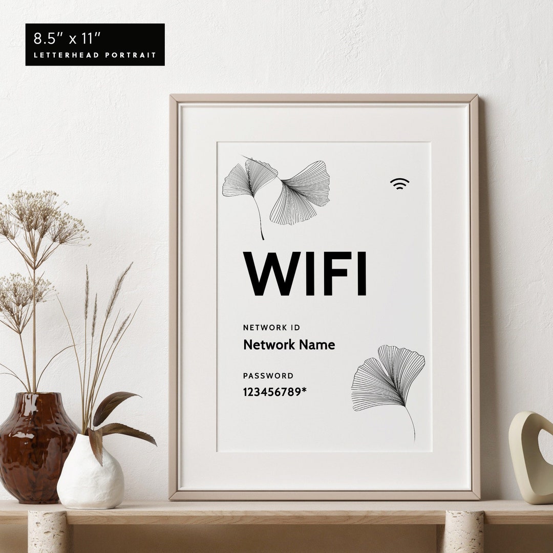 WIFI Network Sign, WIFI Password Sign, Wifi Sign, Template 5x7 and 8 ...