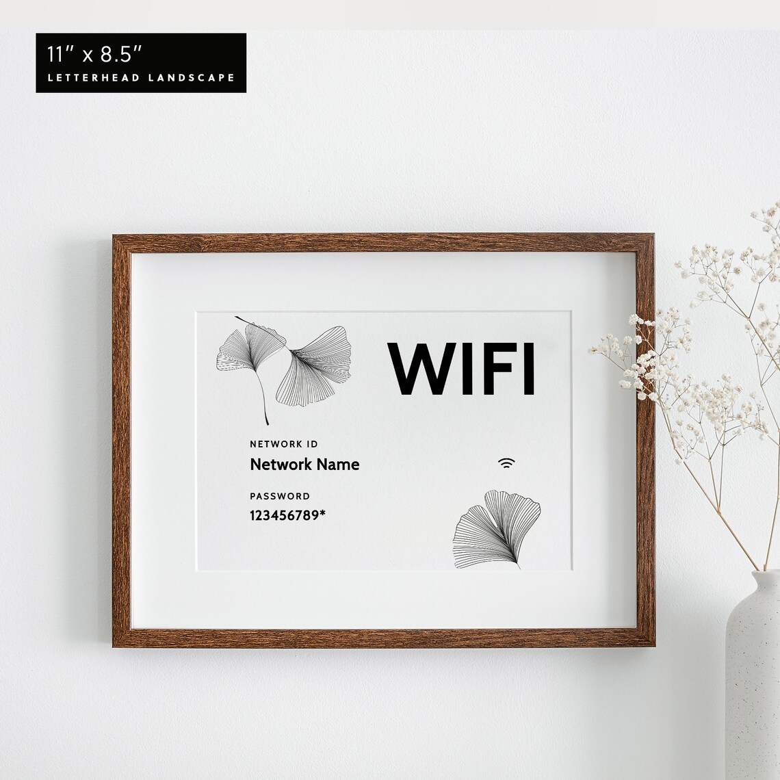WIFI Network Sign, WIFI Password Sign, Wifi Sign, Template 5x7 and 8 ...