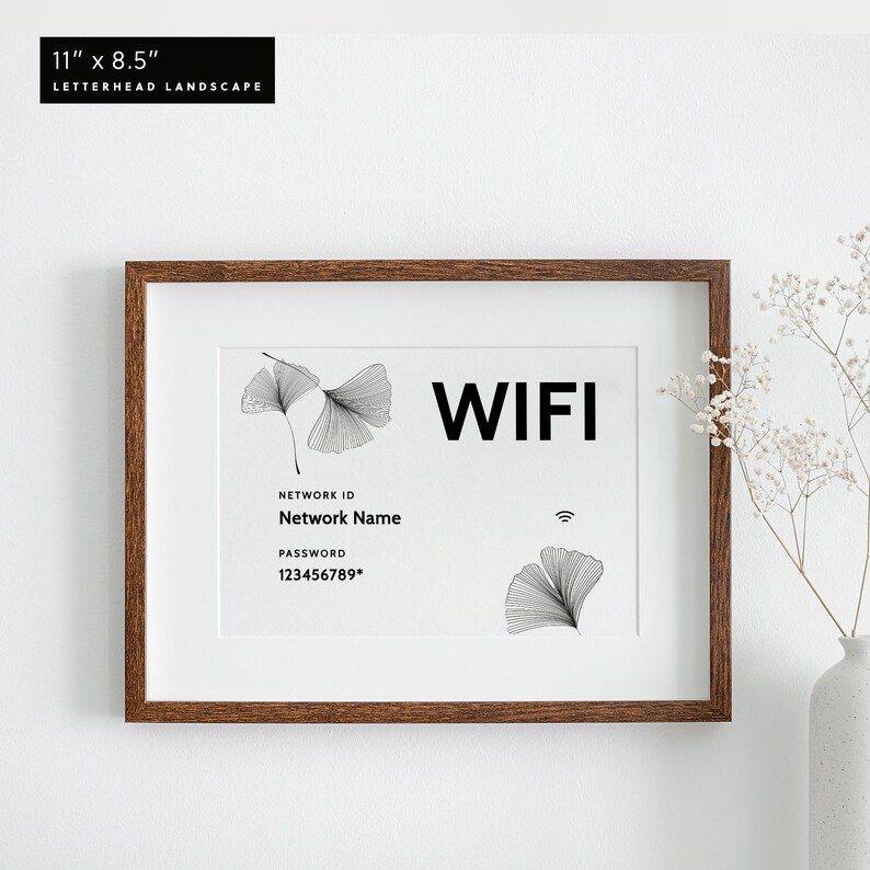WIFI Network Sign, WIFI Password Sign, Wifi Sign, Template 5x7 and 8 ...