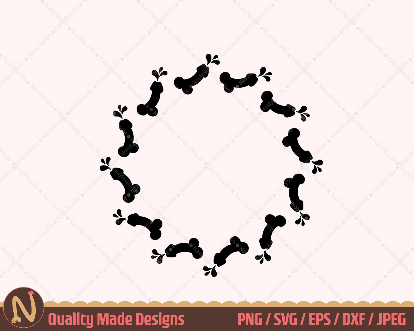 Penis Circle Frame SVG Clipart, Phallic Boarder Silhouette, Circular ...