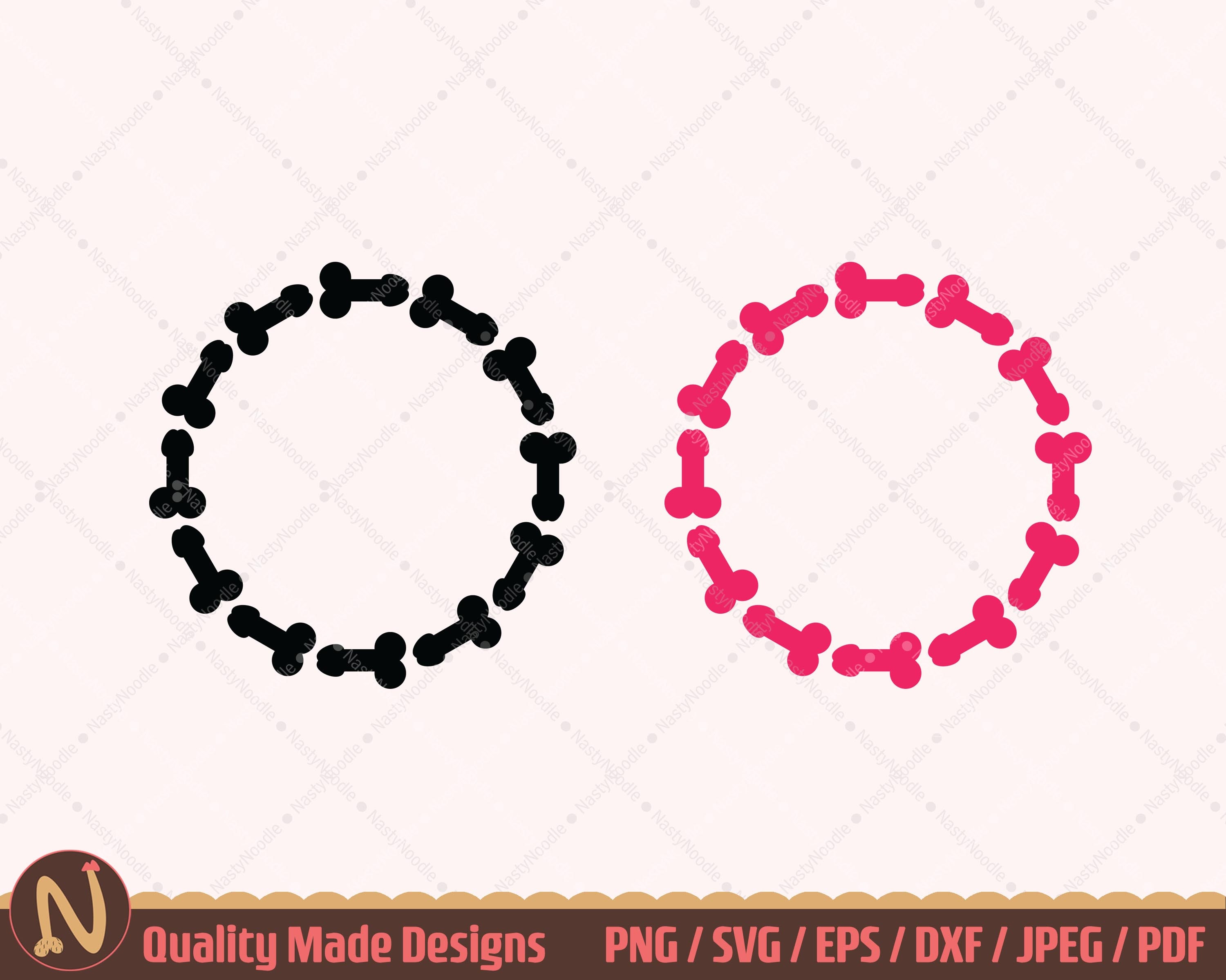 Penis Circle Frame SVG Clipart, Phallic Boarder Silhouette, Circular ...