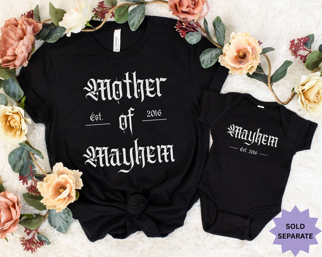 Personalized Mom and Baby Matching Shirts, Mother of Mayhem Shirt, Goth ...