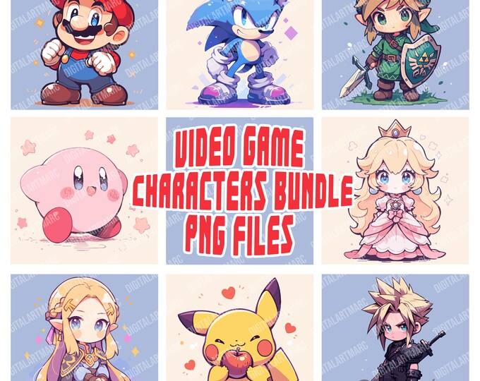 Video Game Characters Bundle 8 Chibi Cartoon Heroes, Transparent PNG ...