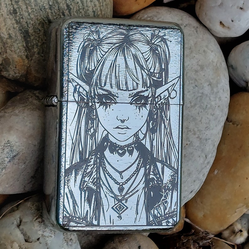 Lighter With an Emo Anime Elf Girl Engraving Stylish Storm Lighter With ...