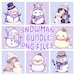 Snowman Christmas Bundle, 8 Cute Chibi Cartoon Snowmen, Transparent PNG ...