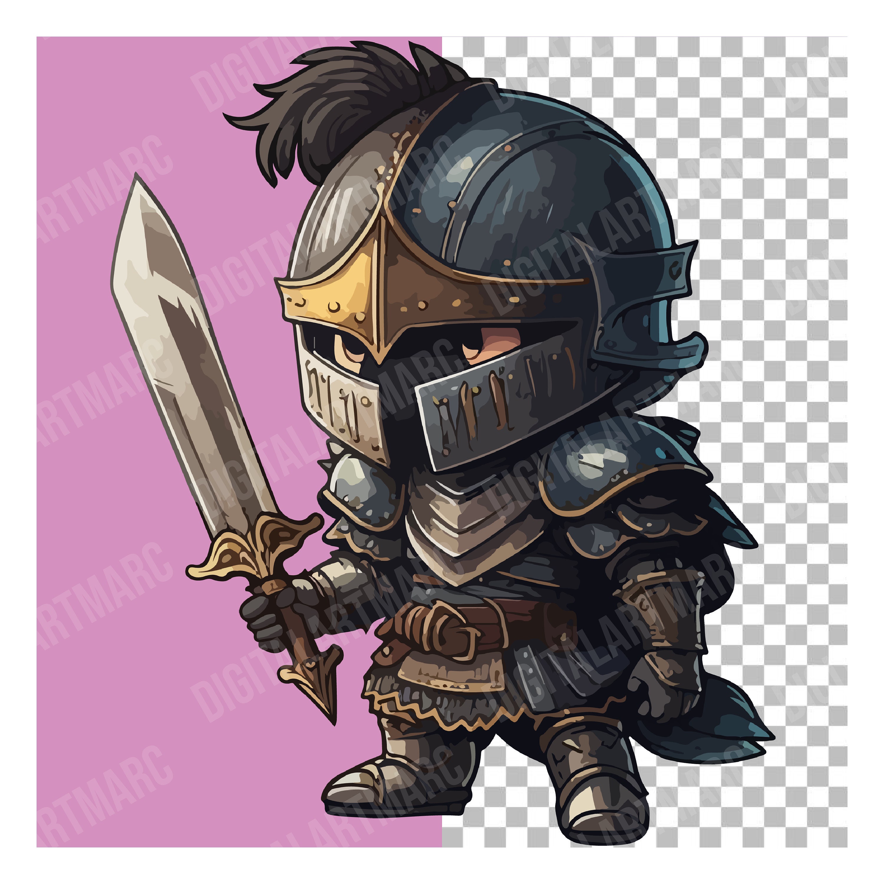 Chibi Knights Collection, 6 Cute Cartoon Knights, Transparent PNG ...