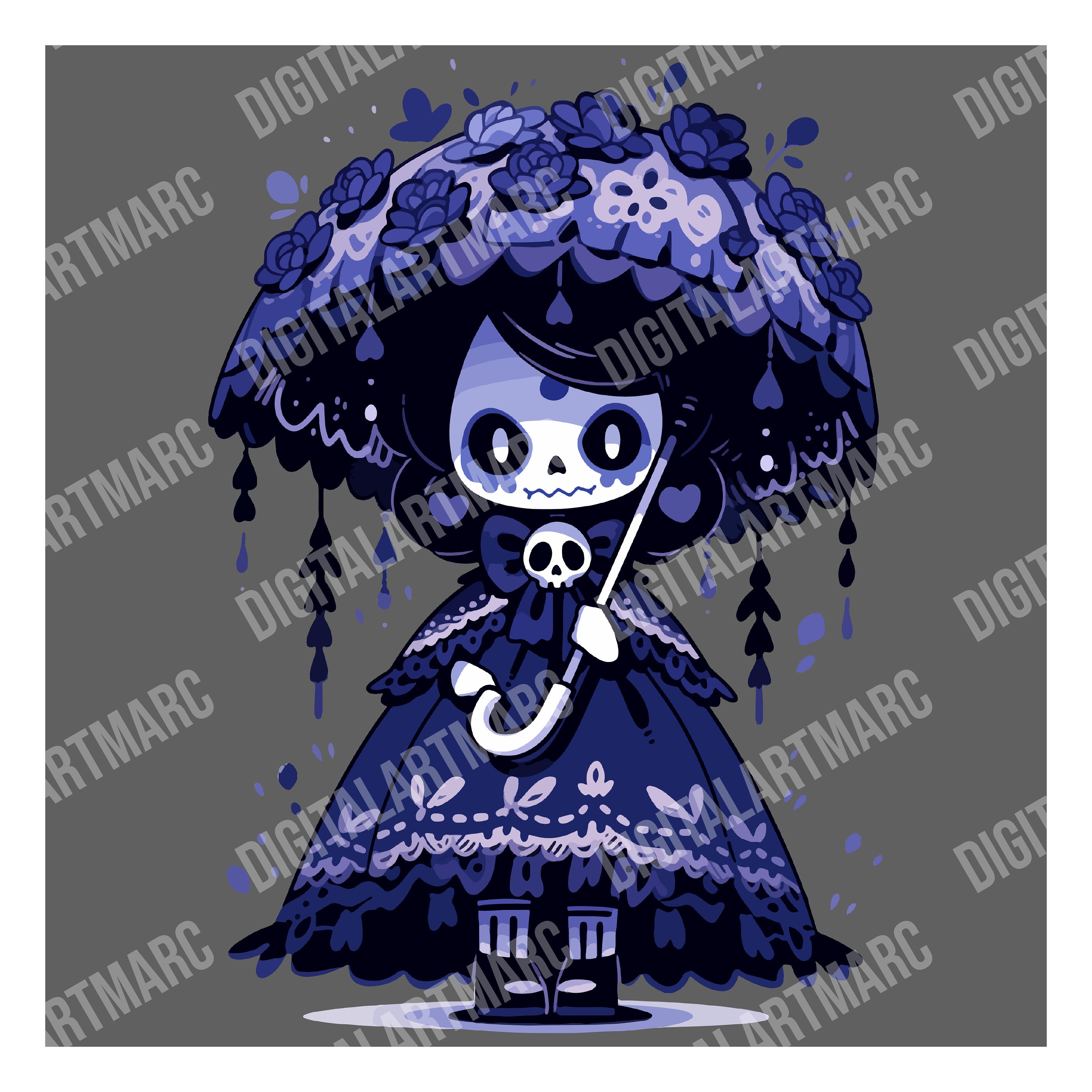 La Calavera Catrina Bundle - 4 Chibi Cartoon Catrinas for Day of the ...