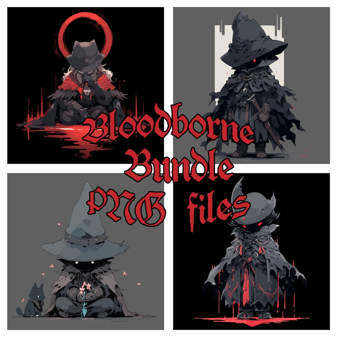 Bloodborne Inspired Bundle - 4 Cute Bloodborne Chibi Cartoon Characters ...