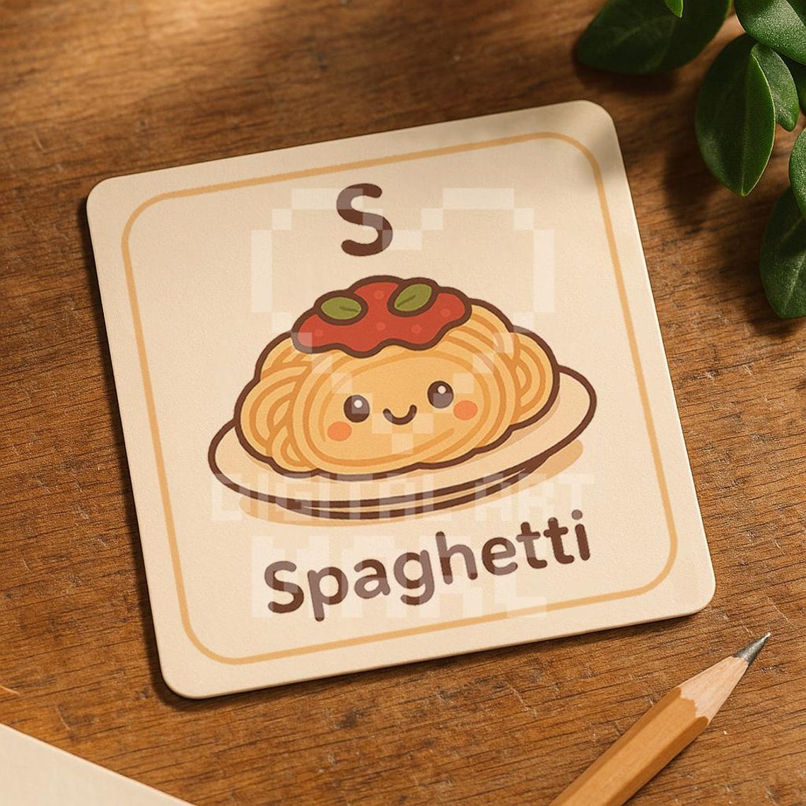 German ABC Food Flashcards, Learn German Alphabet A–Z With Cute Kawaii ...