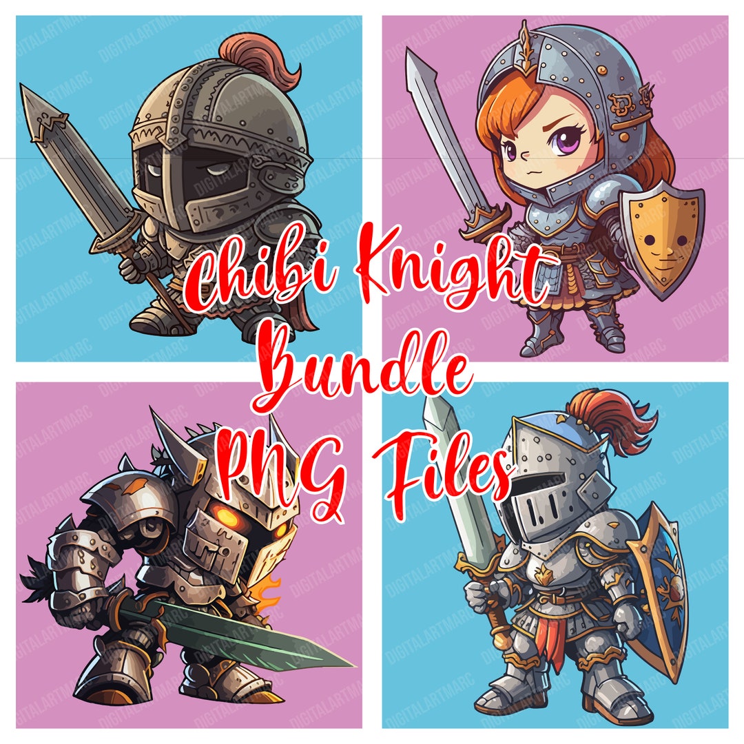 Chibi Knights Collection, 6 Cute Cartoon Knights, Transparent PNG Digital Download Clip Art - Etsy