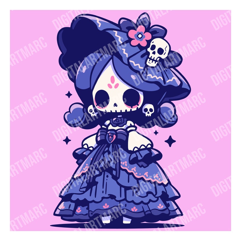 La Calavera Catrina Bundle - 4 Chibi Cartoon Catrinas for Day of the ...