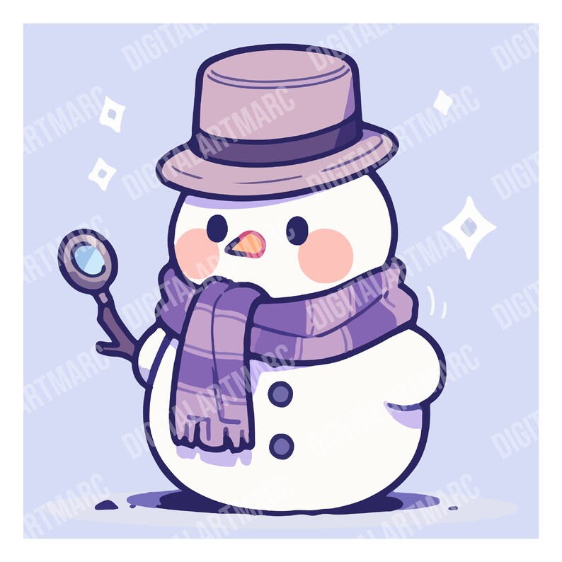 Snowman Christmas Bundle, 8 Cute Chibi Cartoon Snowmen, Transparent PNG ...