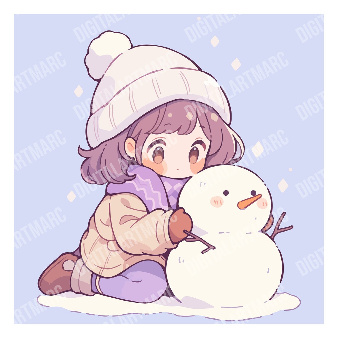 Snowman Christmas Bundle, 8 Cute Chibi Cartoon Snowmen, Transparent PNG ...