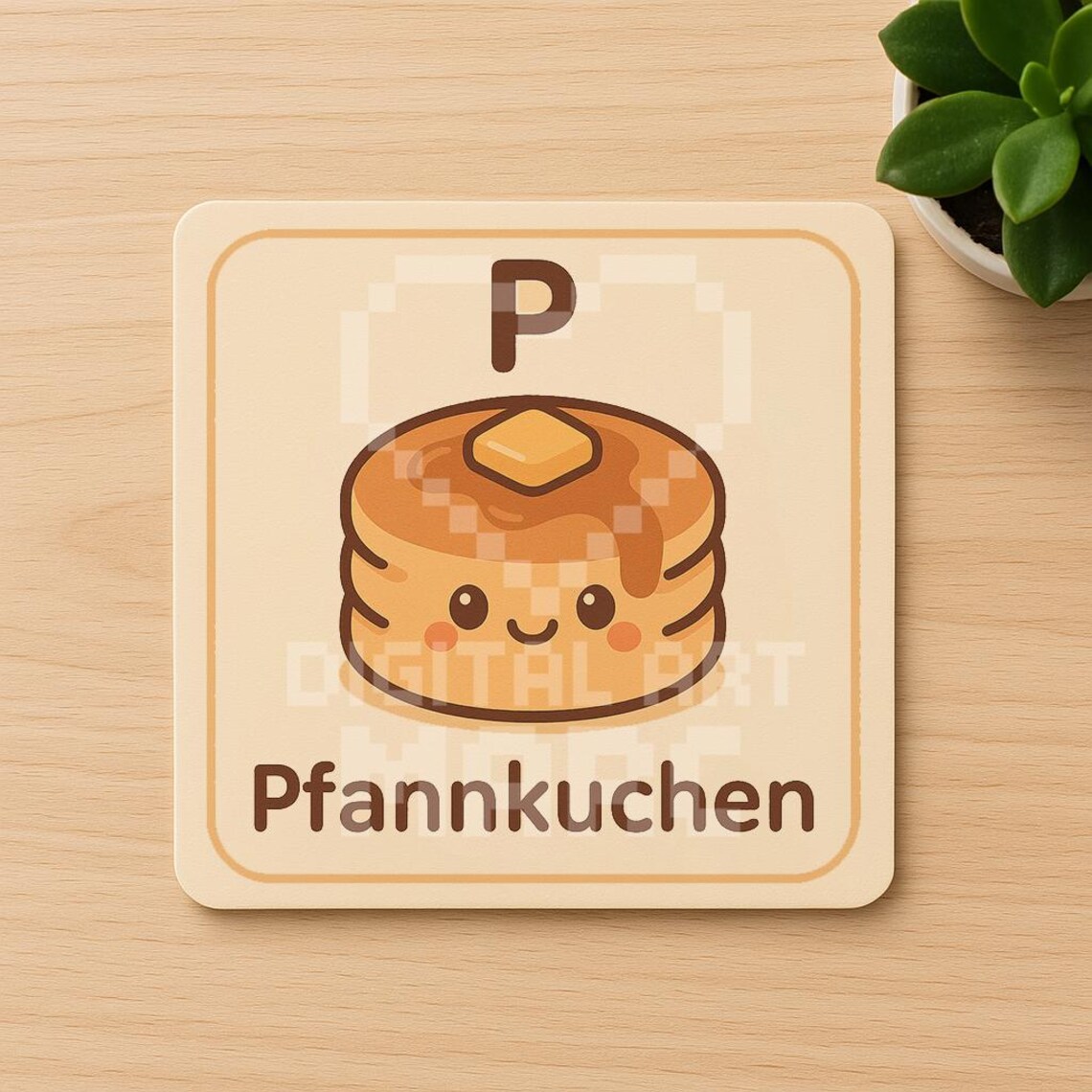 German ABC Food Flashcards, Learn German Alphabet A–Z With Cute Kawaii ...