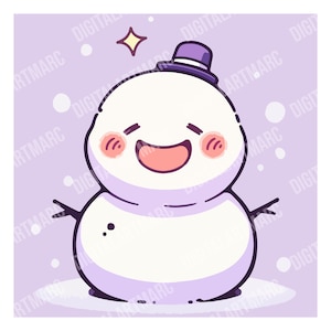 Snowman Christmas Bundle, 8 Cute Chibi Cartoon Snowmen, Transparent PNG Digital Download Clip ...
