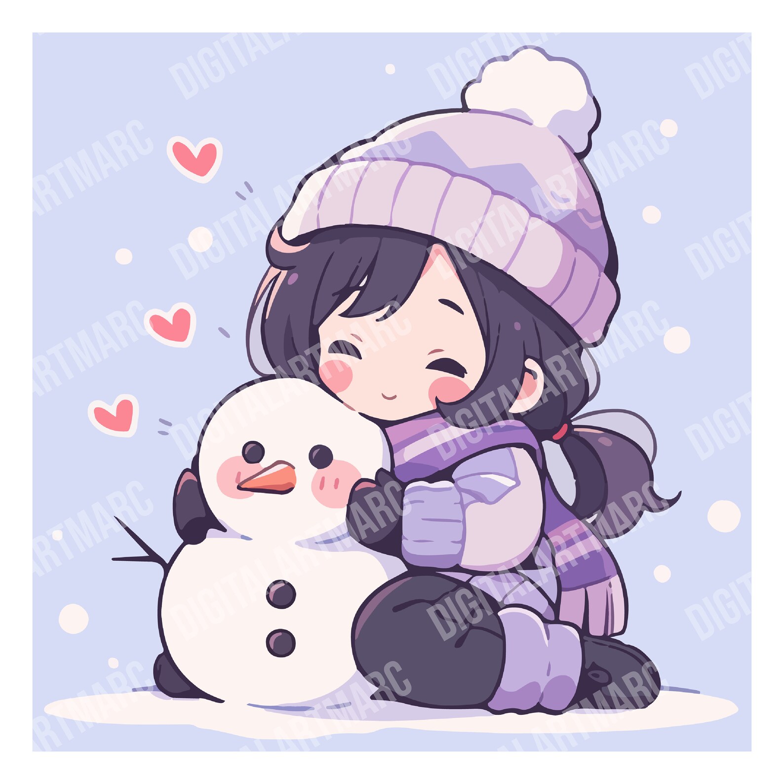 Snowman Christmas Bundle, 8 Cute Chibi Cartoon Snowmen, Transparent PNG ...