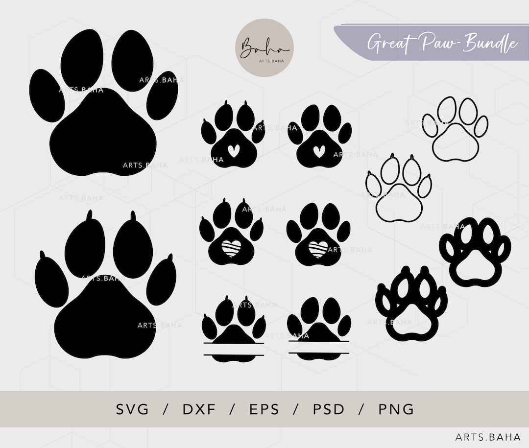 Pfoten Bündel Plotterdatei, Vektor SVG DXF PNG Schnittdateien Für Cricut, Silhouette, Digitaler ...