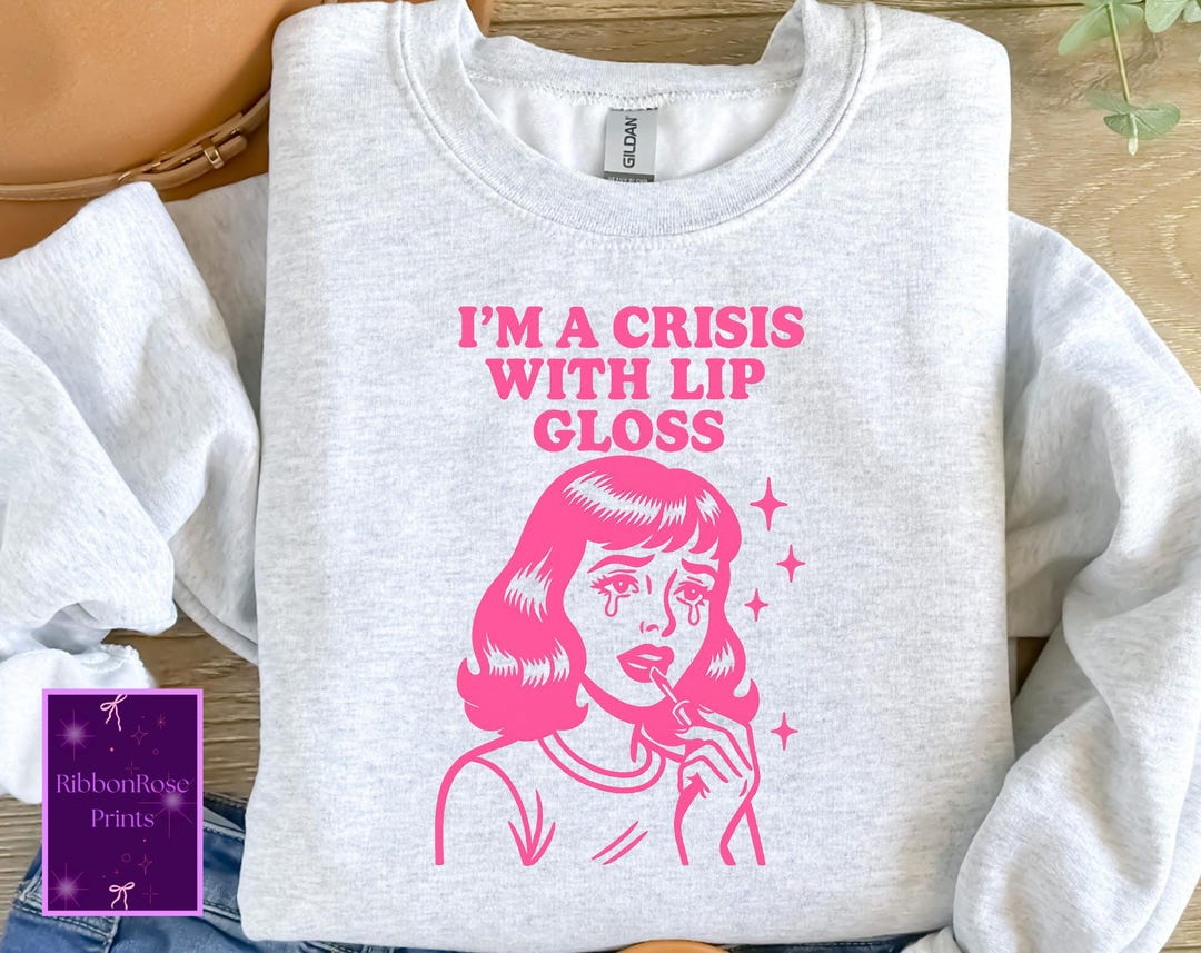 Retro Sad Girl Crisis With Lip Gloss PNG: Grunge T-shirt Design ...