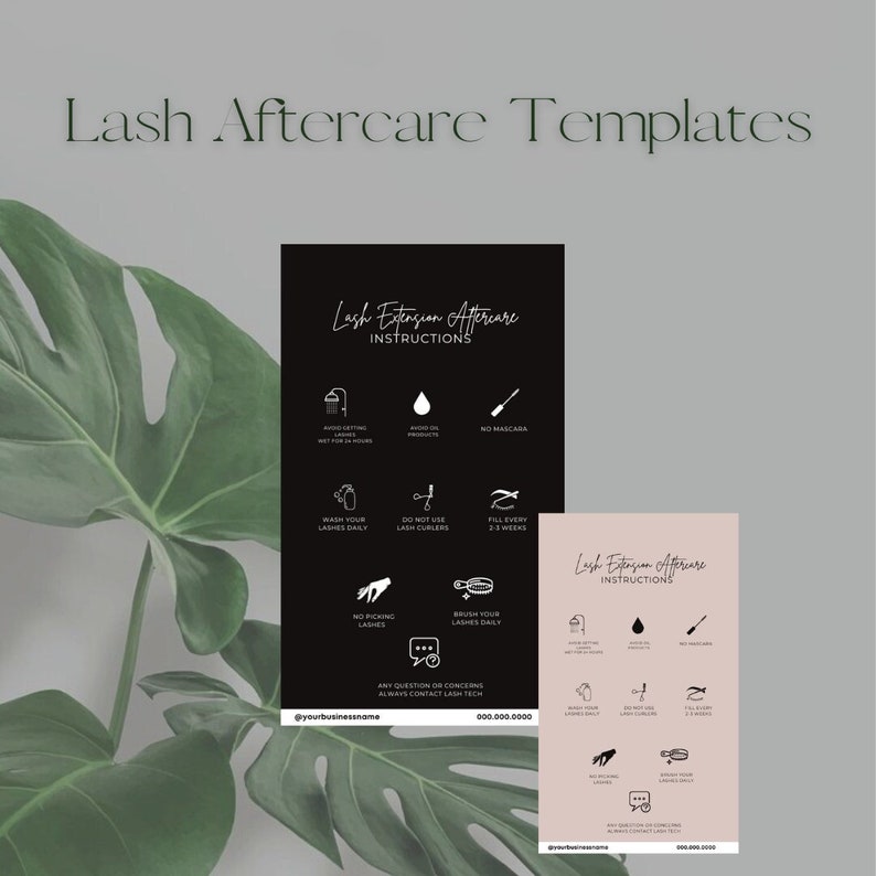 Lash Aftercare Card Template, Lash Business Card, DIY Lash Aftercare ...