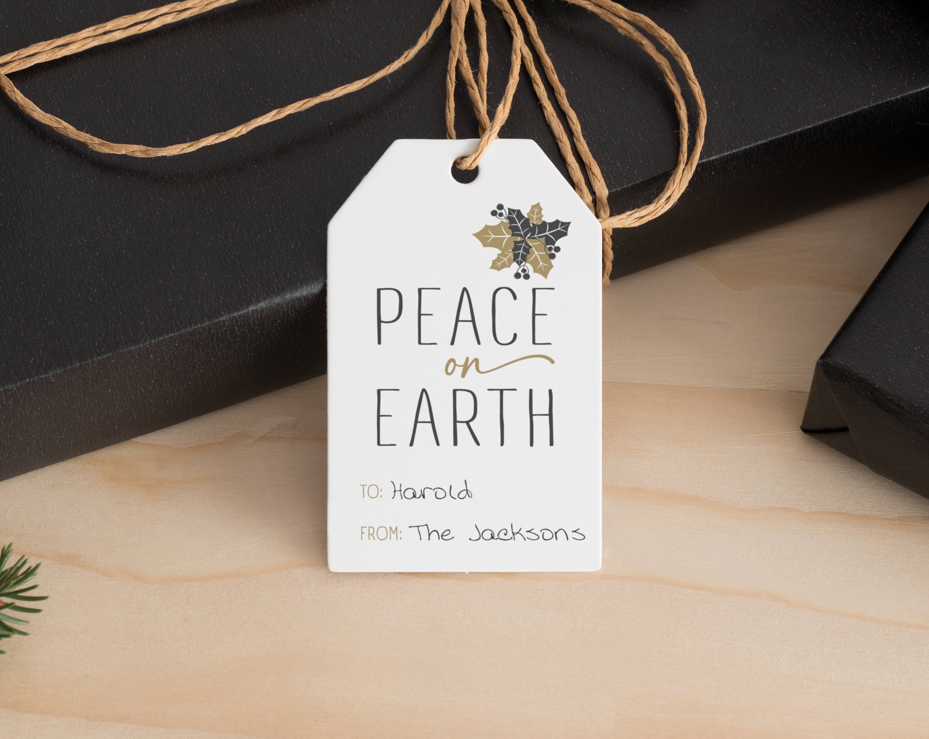 Printable Christmas Gift Tags Gold and Black With Customizable Text - Etsy