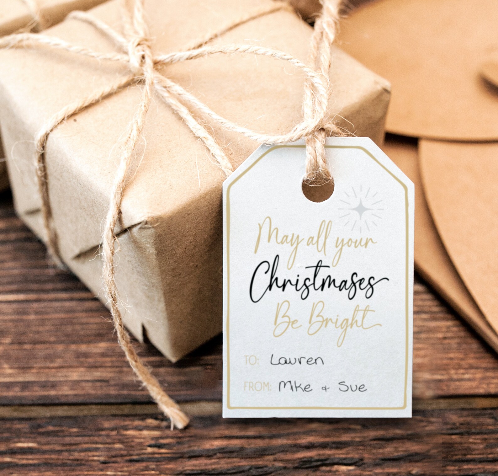 Printable Christmas Gift Tags Gold and Black With Customizable Text - Etsy
