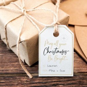 Printable Christmas Gift Tags Gold and Black With Customizable Text - Etsy