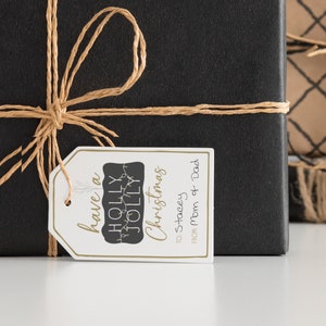 Printable Christmas Gift Tags Gold and Black With Customizable Text - Etsy