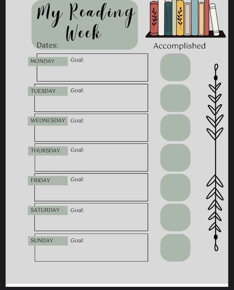 Digital Download Reading Journal - Etsy