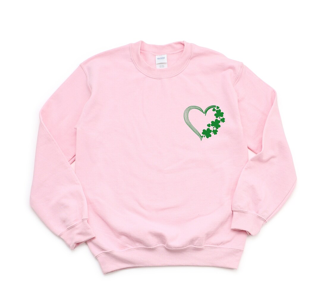 EMBROIDERED Shamrock Heart Sweatshirt, Lucky Four Leaf Clover ...