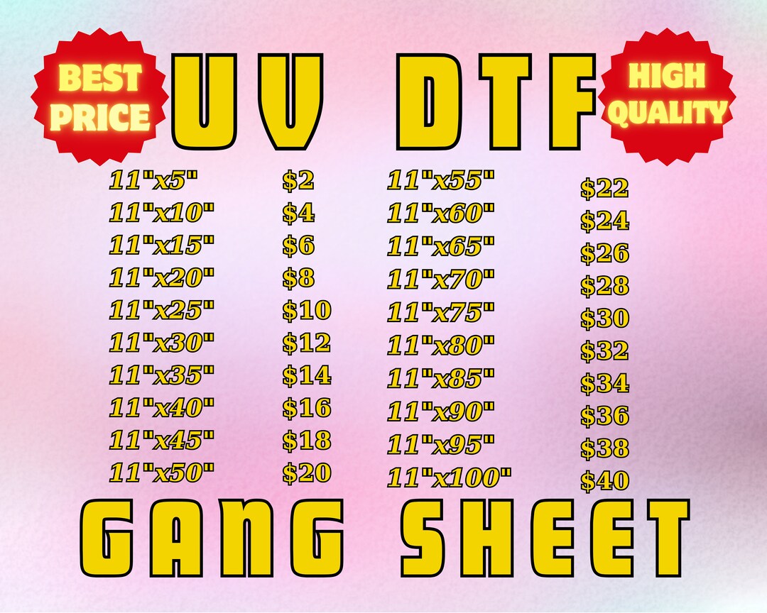 Custom UV DTF Transfer Gang Sheets, UV Dtf Stickers, Ready to Apply ...