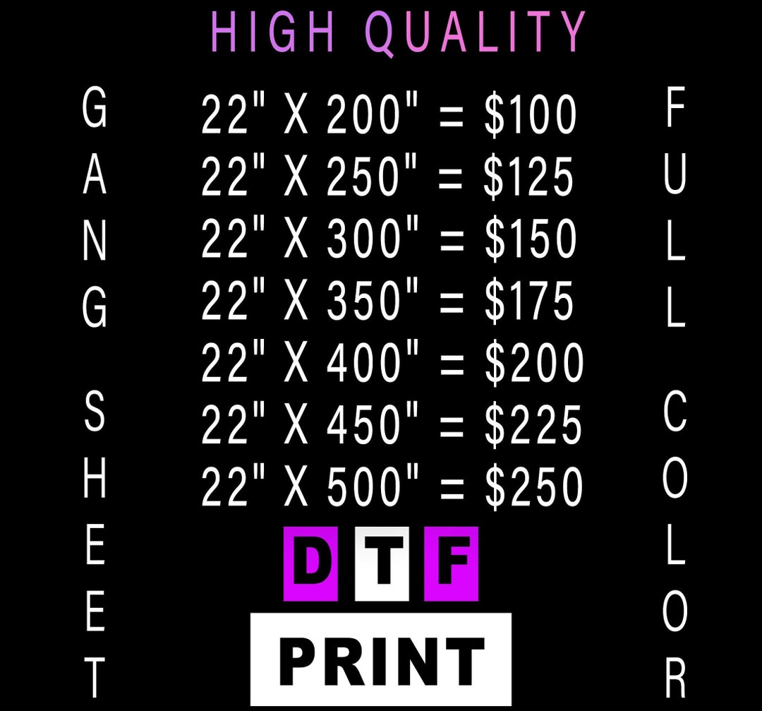Custom DTF Gang Sheet, Direct to Film Transfers, Full Color Dtf, DTF ...