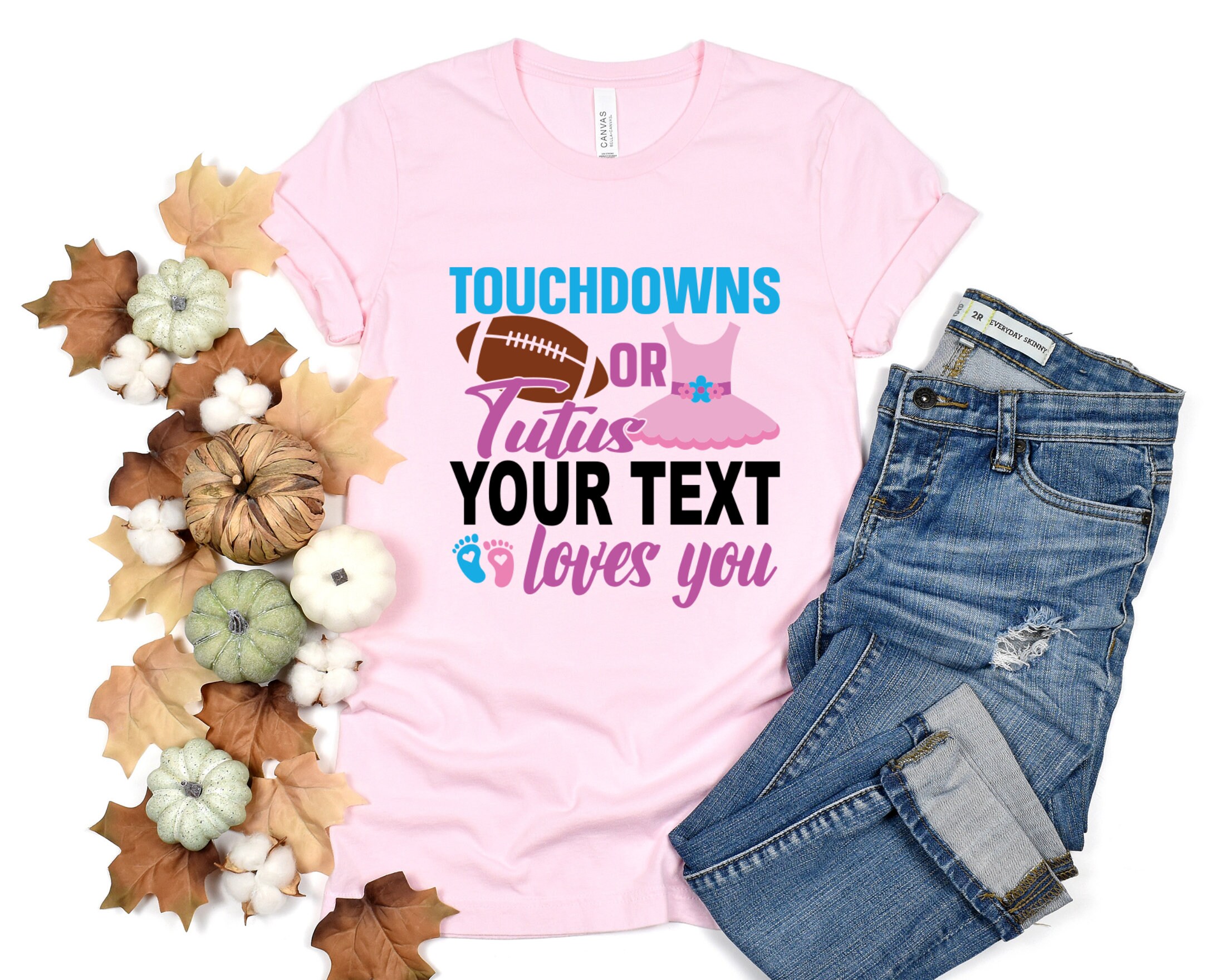 Gender Reveal Touchdowns or Tutus Shirt, Custom Gender Reveal Party ...