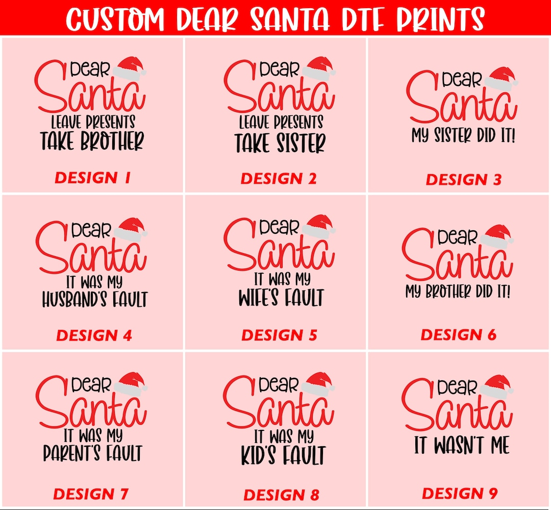 DTF Dear Santa Designs, Christmas DTF, Custom Dear Santa Christmas DTF ...