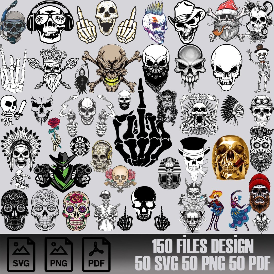 Skull Svg Bundle | Skeleton Svg | Sublimation Files | Digital File ...