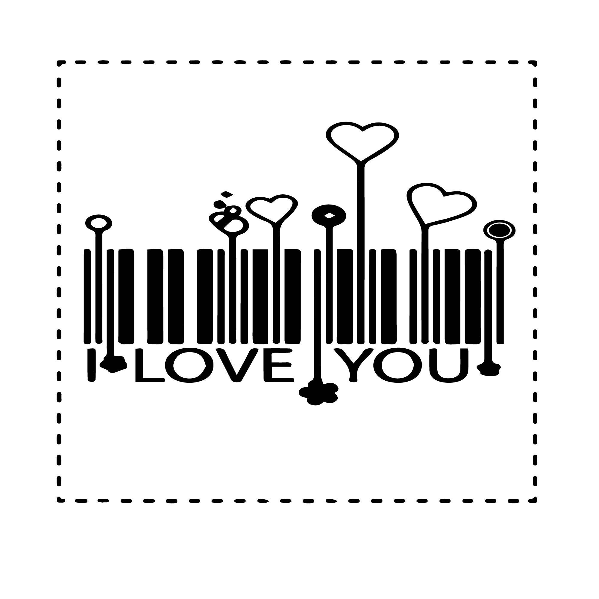 Creative Barcode Silhouette | I Love You Svg | Cut Files | Sticker ...