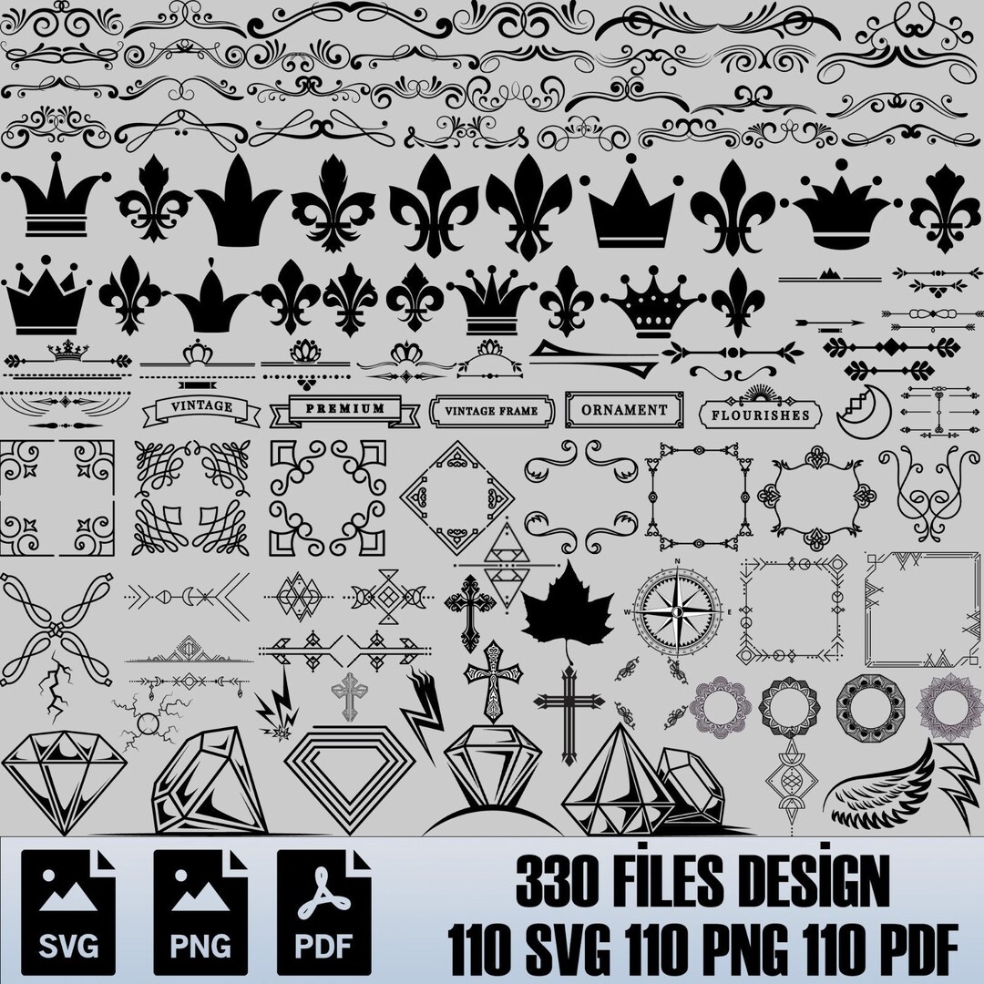 110+doodle Elements Svg Bundle | Doodle Life Svg | Flourishes Svg ...