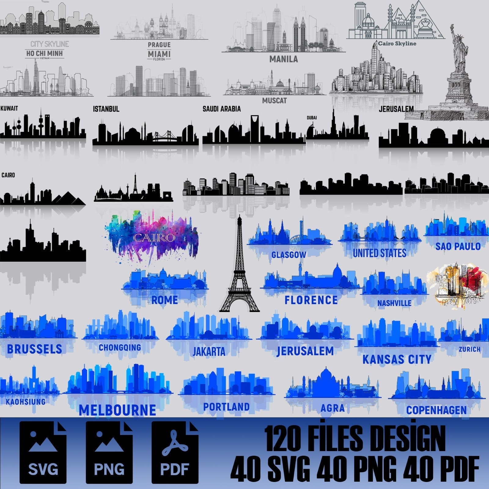 Europe City Skyline Svg | World Cities | City Scape | Logo Print | Svg ...