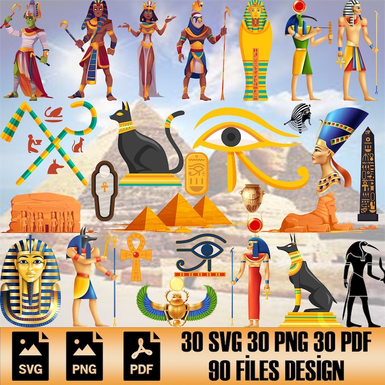 Egyptian Collection Svg Bundle | Egyptian Png | Egyptian Symbols ...