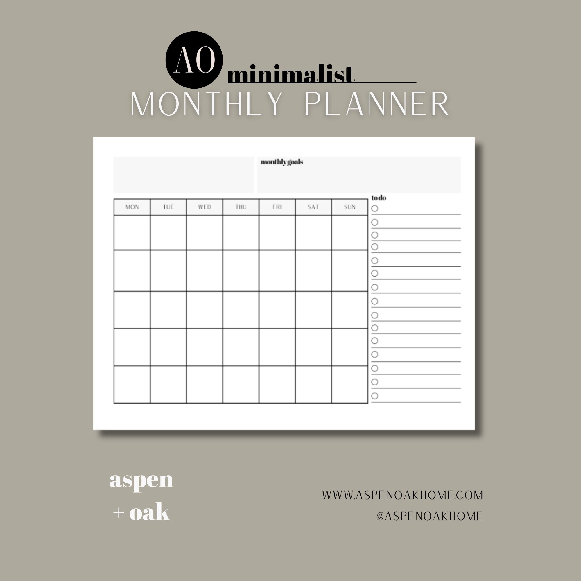 Minimalist Monthly Planner | Printable Planner | Simple Planner ...