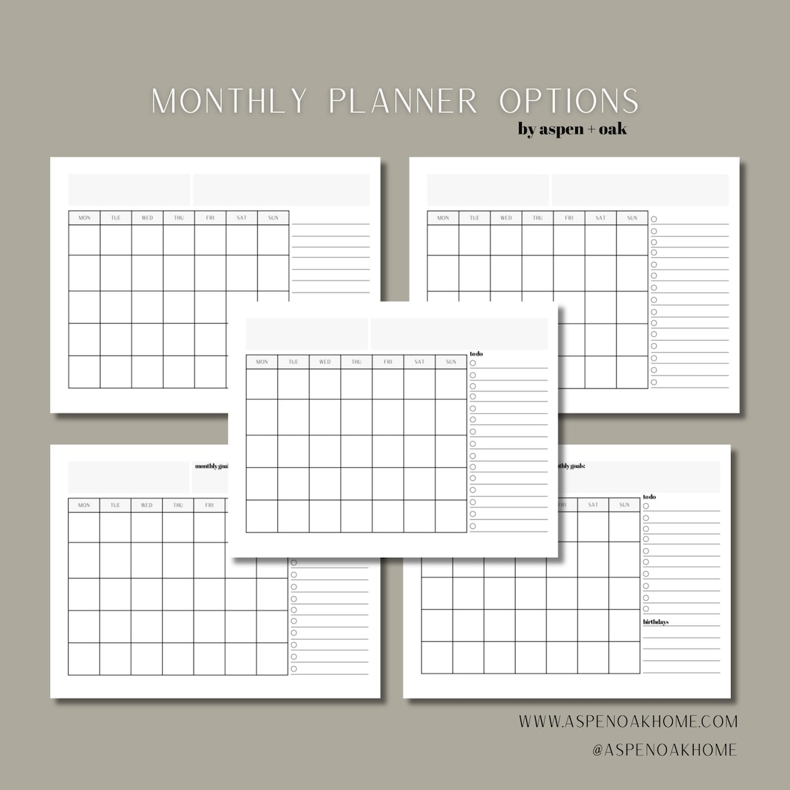 Minimalist Monthly Planner | Printable Planner | Simple Planner ...
