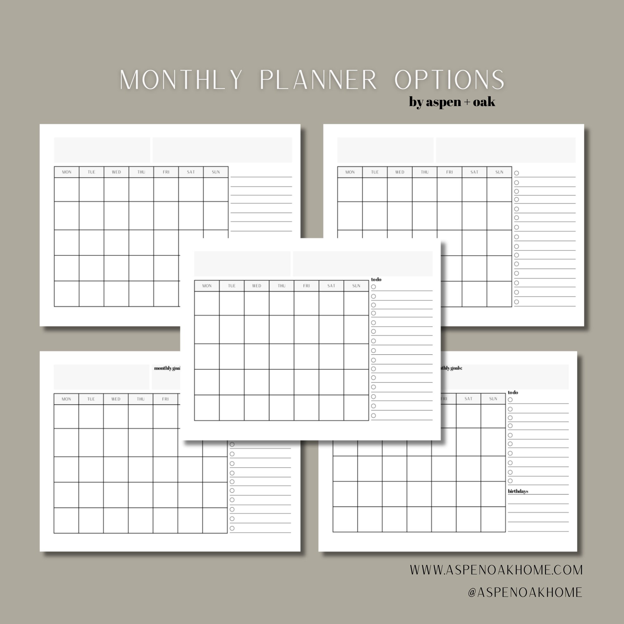 Minimalist Monthly Planner Printable Planner Simple Planner Planner for ...