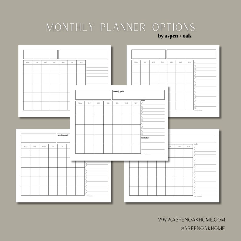 Minimalist Monthly Planner | Printable Planner | Simple Planner ...