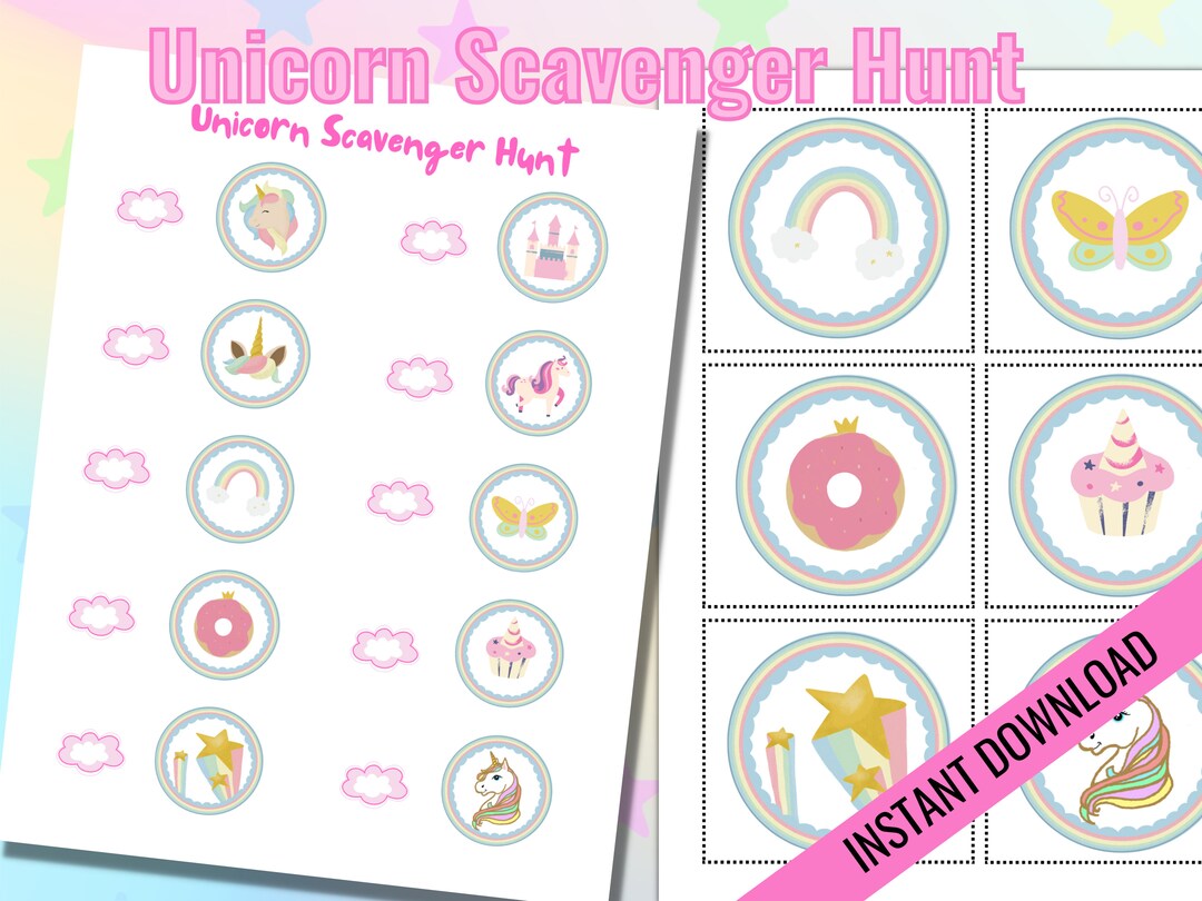 Unicorn Scavenger Hunt Unicorn Treasure Hunt Printable - Etsy