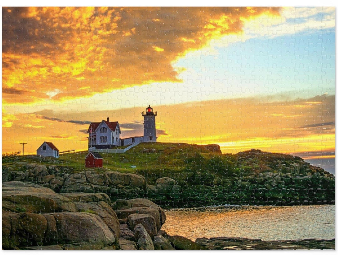 Maine Lighthouse Sunrise | Adult Jigsaw Puzzle | Lighthouse Puzzle ...