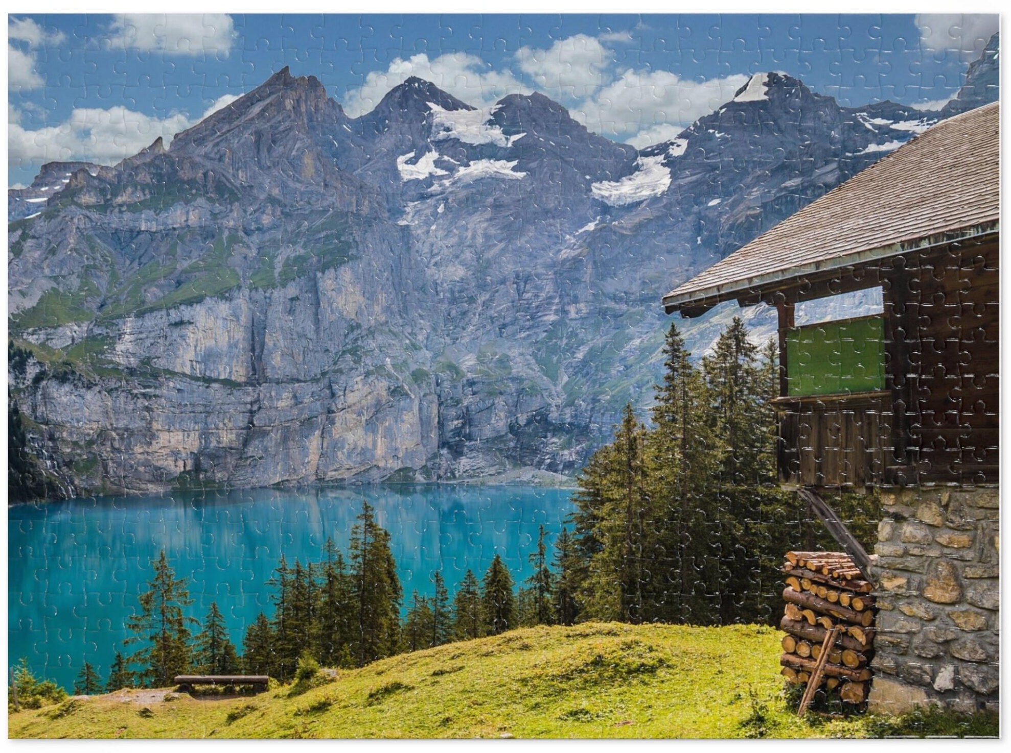 Mountain Lake Cabin in Swiss Alps | Adult Jigsaw Puzzle | Nature Puzzle ...