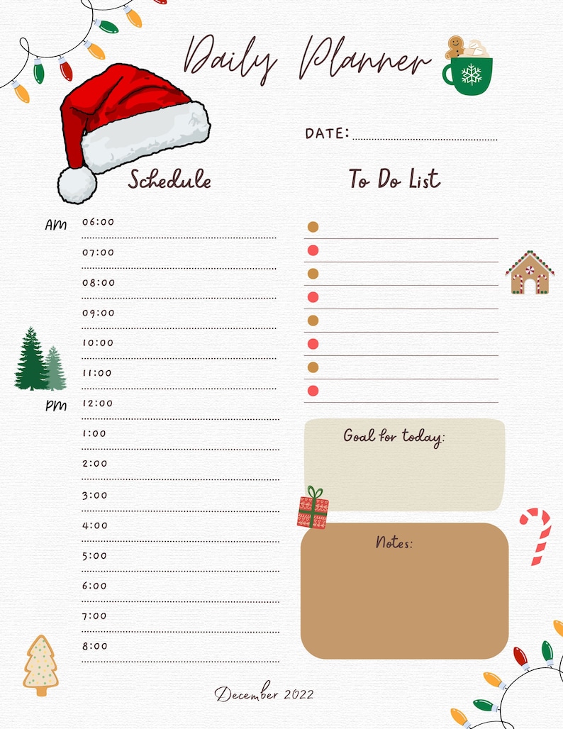 December Daily to Do List Planner, Instant Download , Daily Planner - Etsy