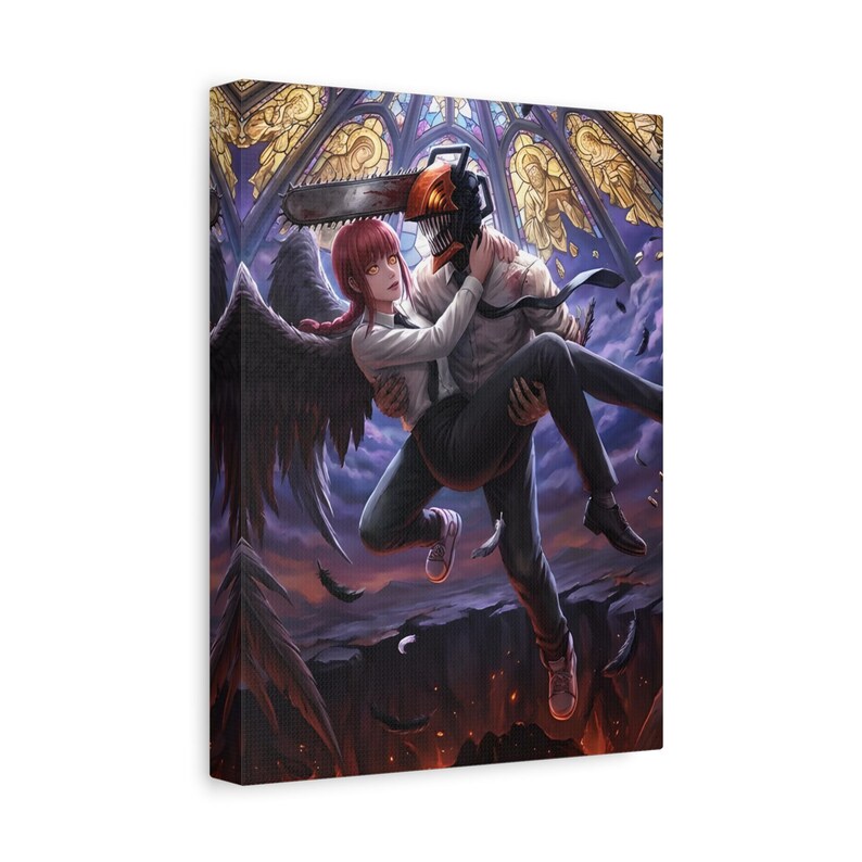 Chainsaw Man Makima & Denji Angel Demon Canvas Print | Anime Wall Art ...