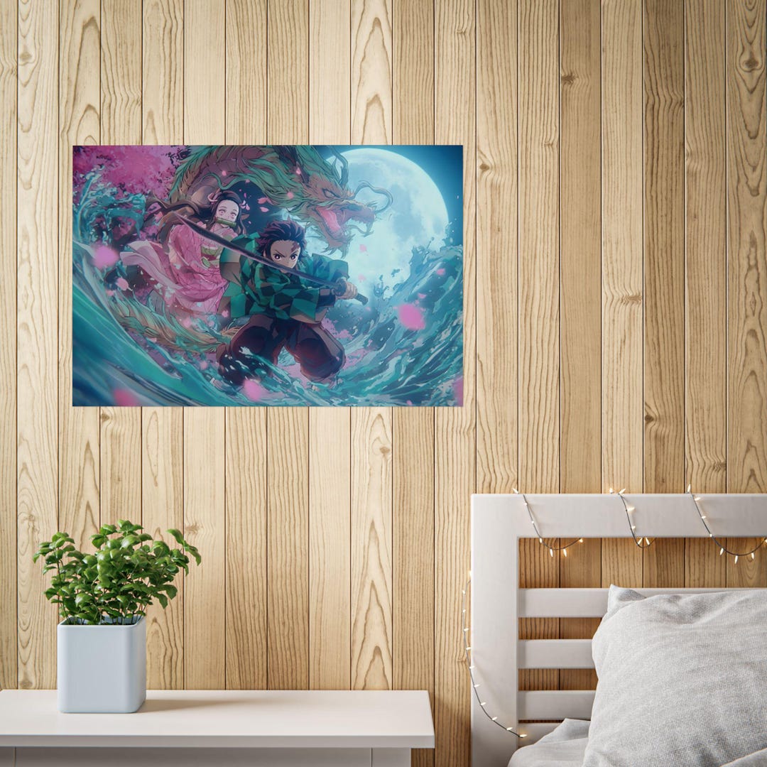Anime Demon Slayer Poster | Tanjiro Nezuko Moon Water Breathing Art ...