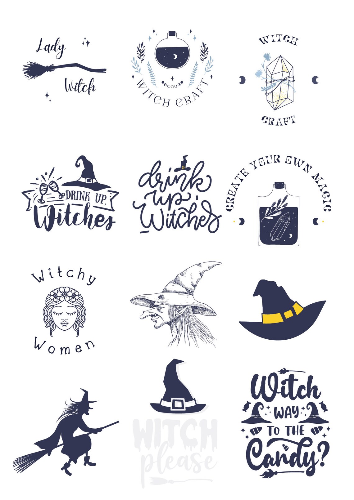 Witches Svg Bundle, Witchcraft Svg Bundle, Witch Svg, Witches Stickers ...