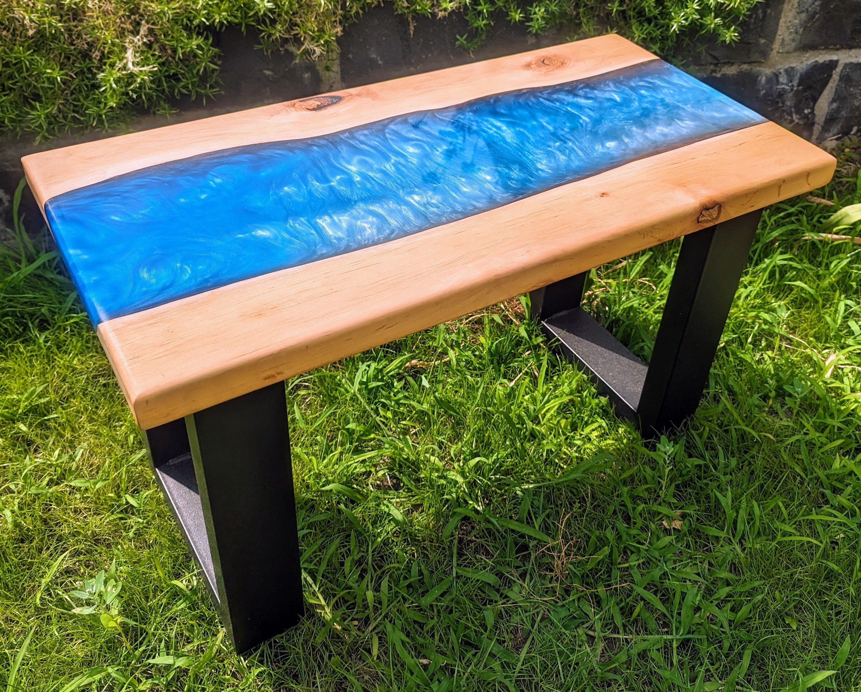 Applewood and Epoxy Resin Side Table - Etsy